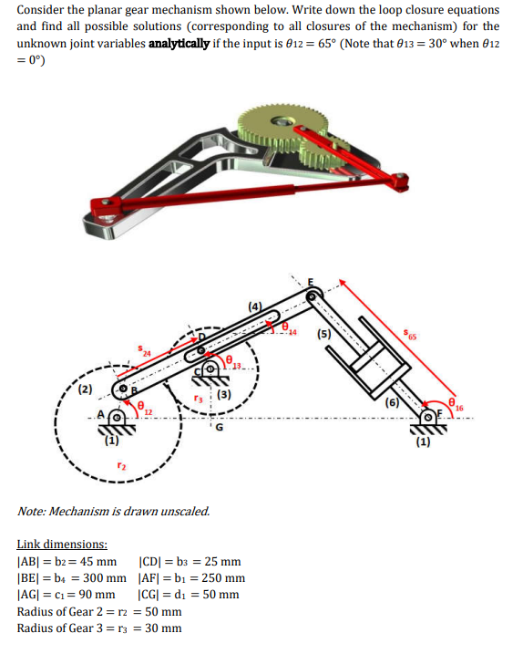 Solved Consider the planar gear mechanism shown below. Write | Chegg.com