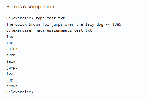 Solved Here is a sample run: c: \exercise> type test.txt The | Chegg.com
