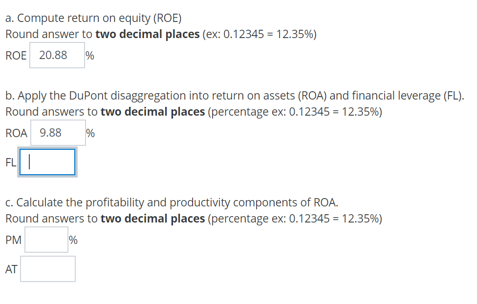 Solved Disaggregate Traditional DuPont ROE Selected balance | Chegg.com