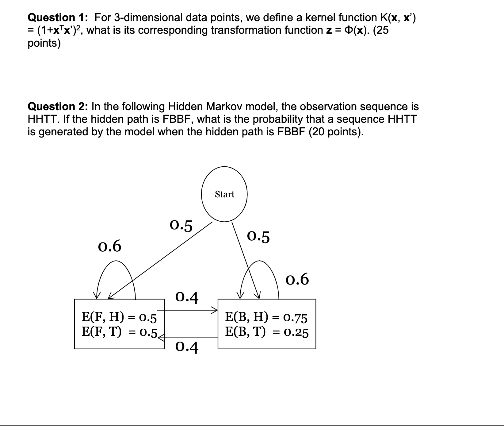 Solved Question 1: For 3-dimensional data points, we define | Chegg.com