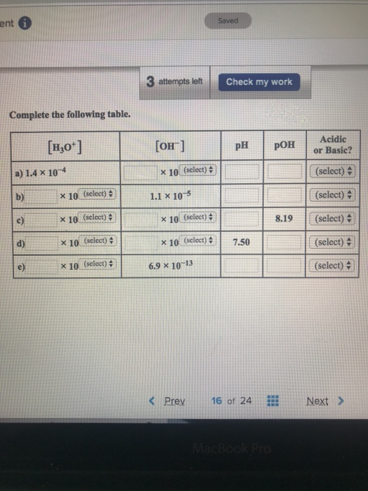 Solved ent Saved 3 attempts left Check my work Complete the | Chegg.com