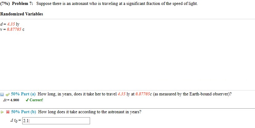 Solved (7\%) Problem 7: Suppose there is an astronaut who is | Chegg.com