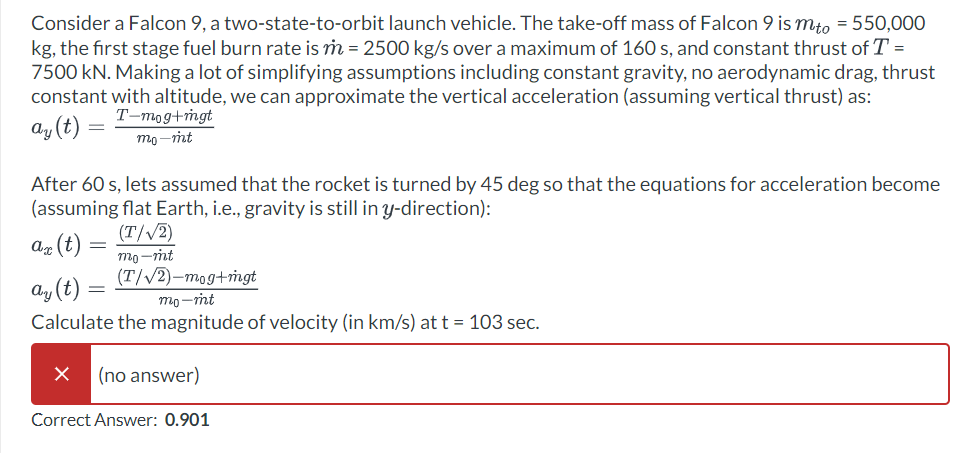 Solved Consider a Falcon 9, a two-state-to-orbit launch | Chegg.com