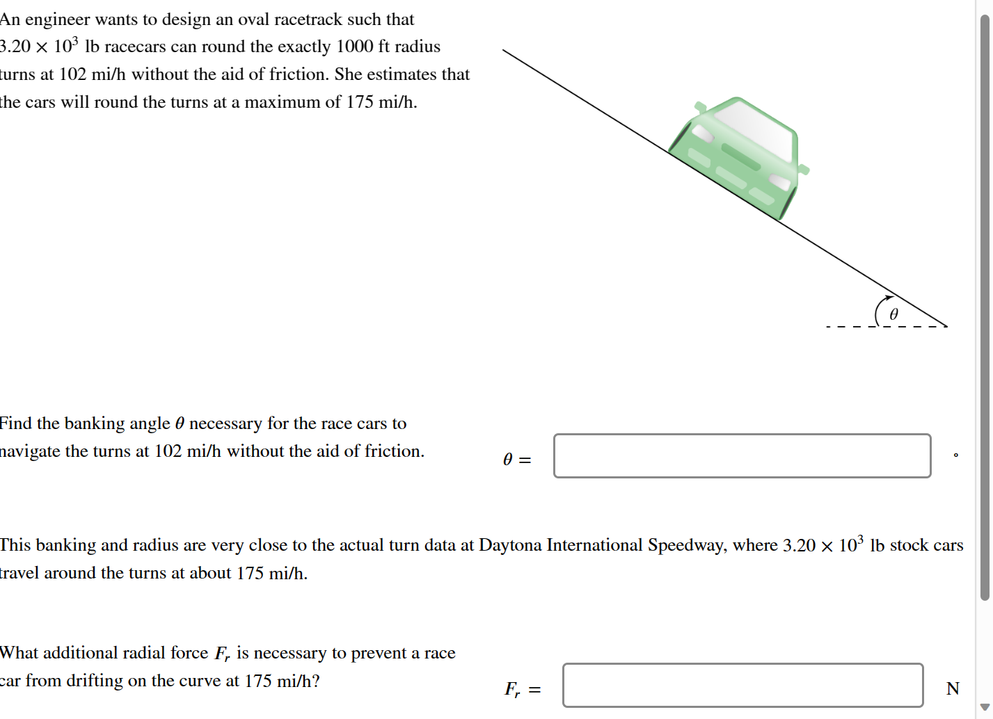 Solved An engineer wants to design an oval racetrack such | Chegg.com
