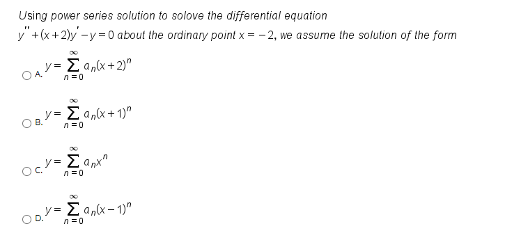 Solved Using power series solution to solove the | Chegg.com