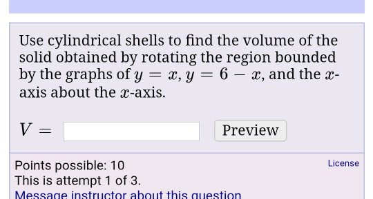 Solved Use cylindrical shells to find the volume of the | Chegg.com