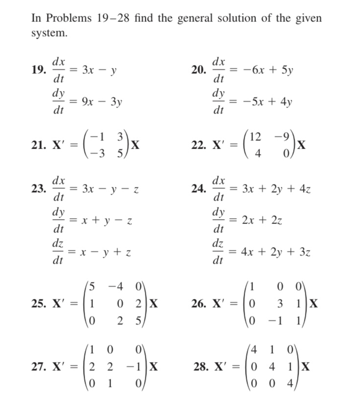 Solved In Problems 19-28 ﻿find ﻿the general solution of the | Chegg.com
