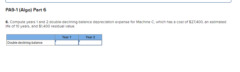 Solved 7 art 1 of 7 Required Information PA9-1 (Algo) | Chegg.com