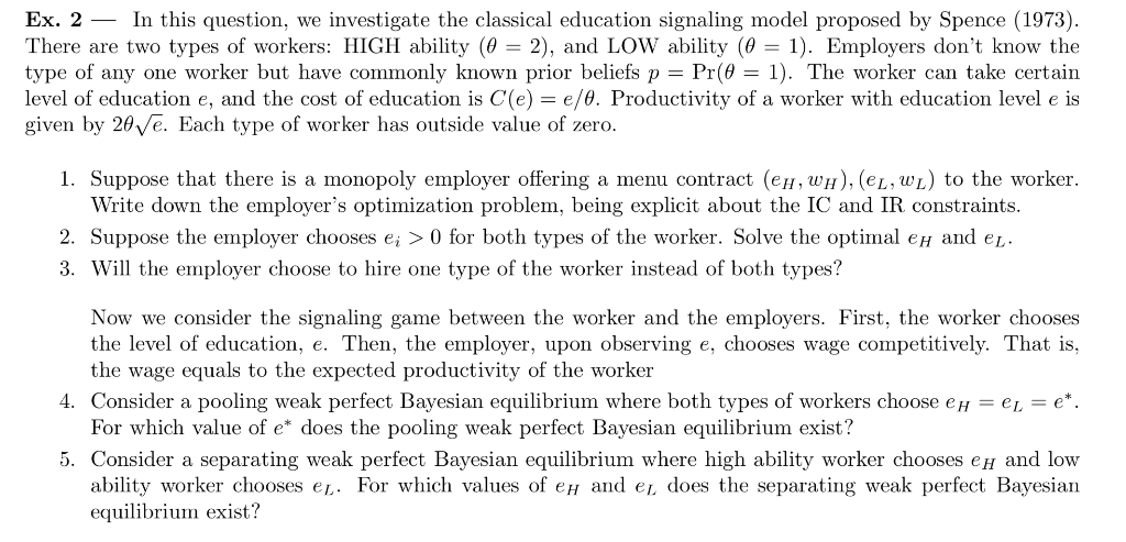 5. Consider a separating weak perfect Bayesian | Chegg.com