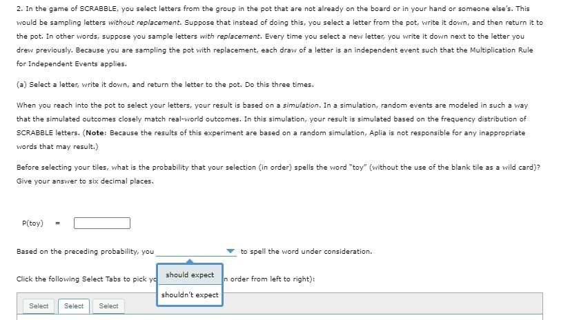 Solved SCRABBLE® is a word game in which two to four players | Chegg.com