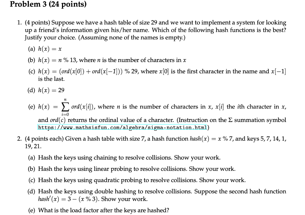 Problem 3 (24 points) 1. (4 points) Suppose we have a | Chegg.com