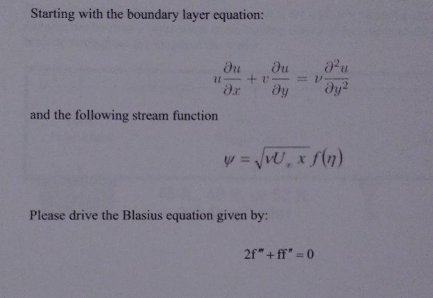 Solved Starting with the boundary layer equation: дидиди + - | Chegg.com