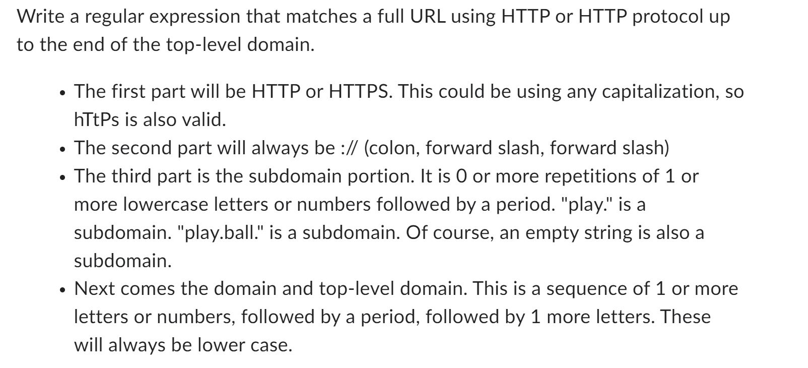 Solved Write a regular expression that matches a full URL | Chegg.com