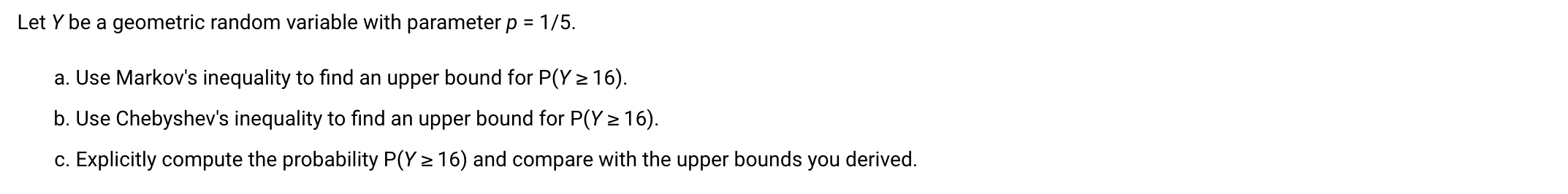 Solved Let Y be a geometric random variable with parameter p | Chegg.com