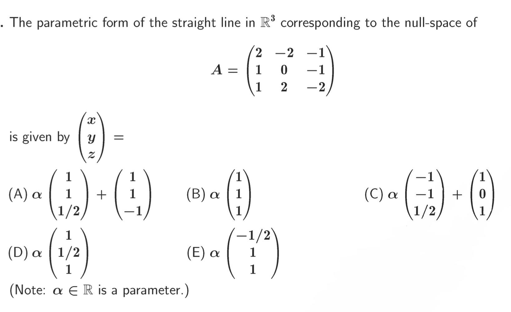 Solved The parametric form of the straight line in R3 | Chegg.com
