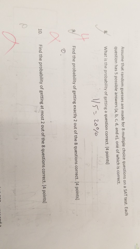 Solved Assume that random guesses are made for 8 multiple | Chegg.com