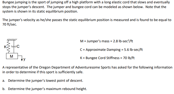 Solved Bungee jumping is the sport of jumping off a high | Chegg.com