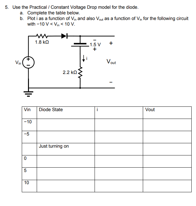 Solved 5. Use the Practical / Constant Voltage Drop model | Chegg.com