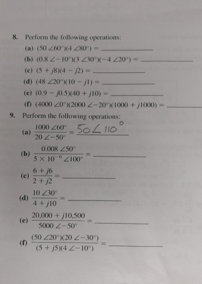 Solved 8. Perform the following operations: (a) (50 | Chegg.com