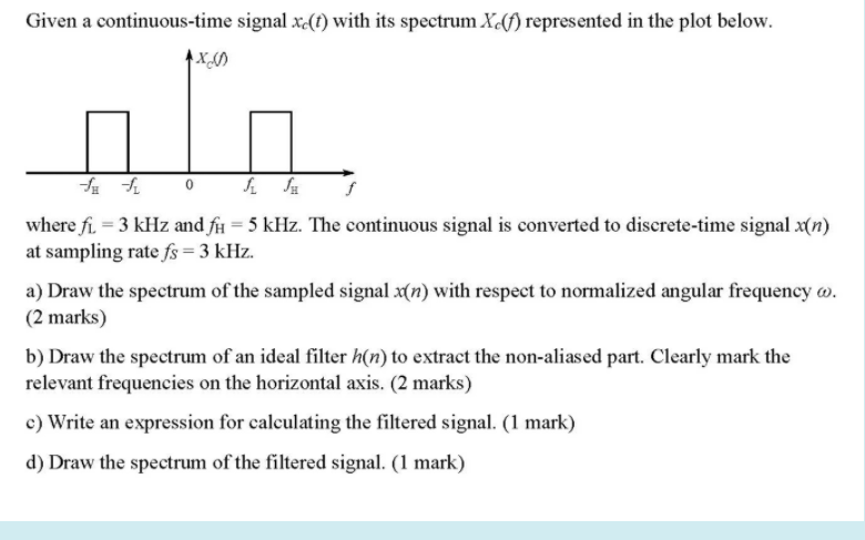 Given a continuous-time signal xc(t) with its | Chegg.com
