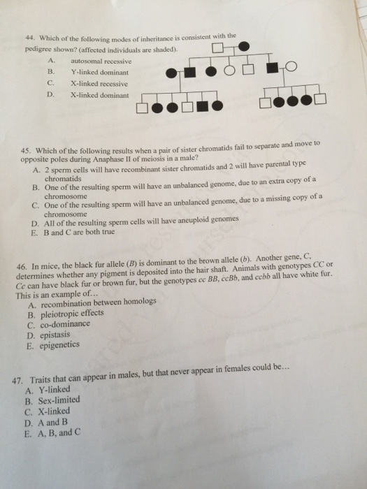 Solved Which of the following modes of inheritance is | Chegg.com