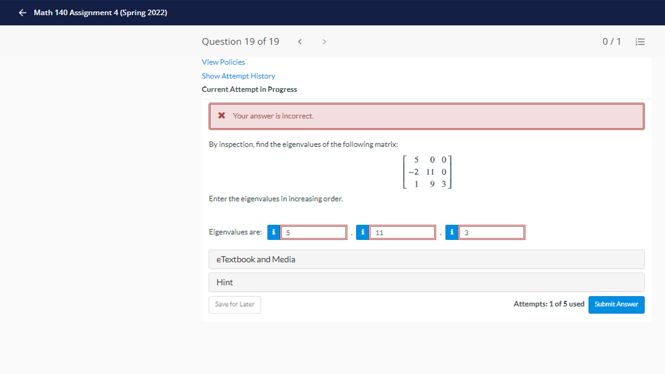 Solved + Math 140 Assignment 4 (Spring 2022) Question 19 of | Chegg.com