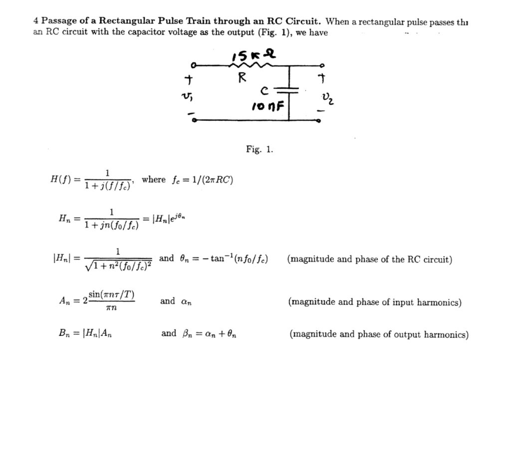 Solved 4 Passage of a Rectangular Pulse Train through an RC | Chegg.com