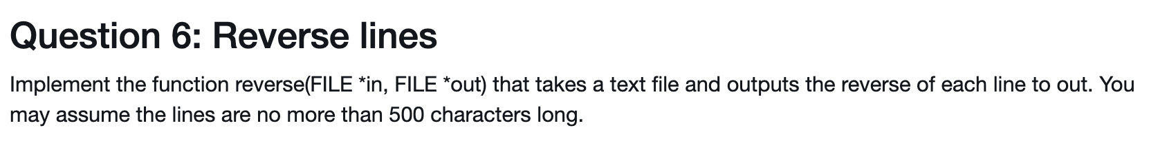 Solved Question 6: Reverse lines Implement the function | Chegg.com