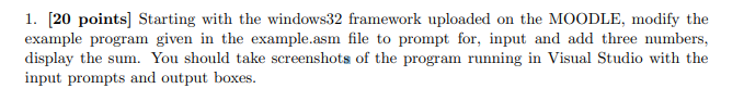 1. (20 points] Starting with the windows32 framework | Chegg.com