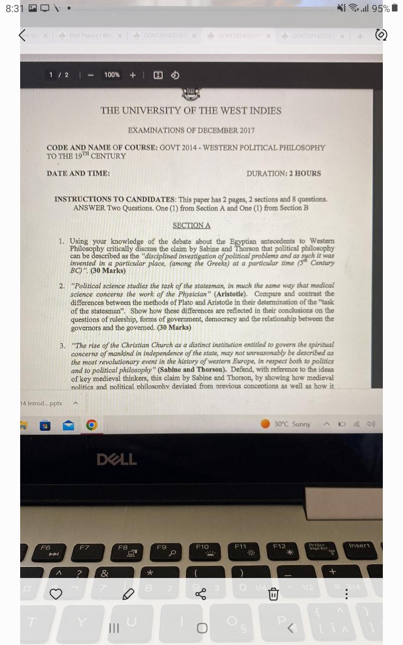 THE UNIVERSITY OF THE WEST INDIES EXAMINATIONS OF | Chegg.com