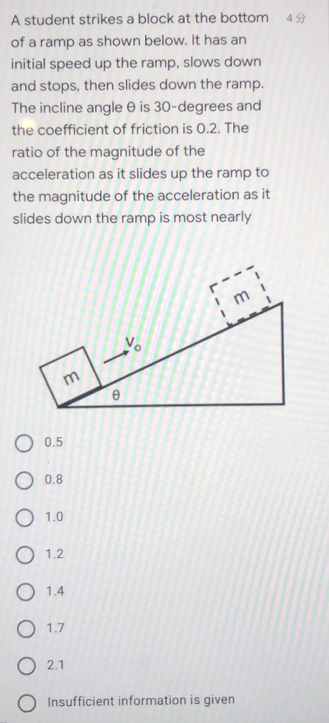 Solved 49 A student strikes a block at the bottom of a ramp | Chegg.com
