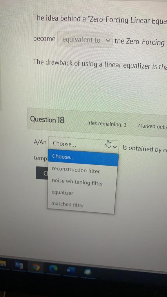 Solved The idea behind a "Zero-Forcing Linear Equa become | Chegg.com