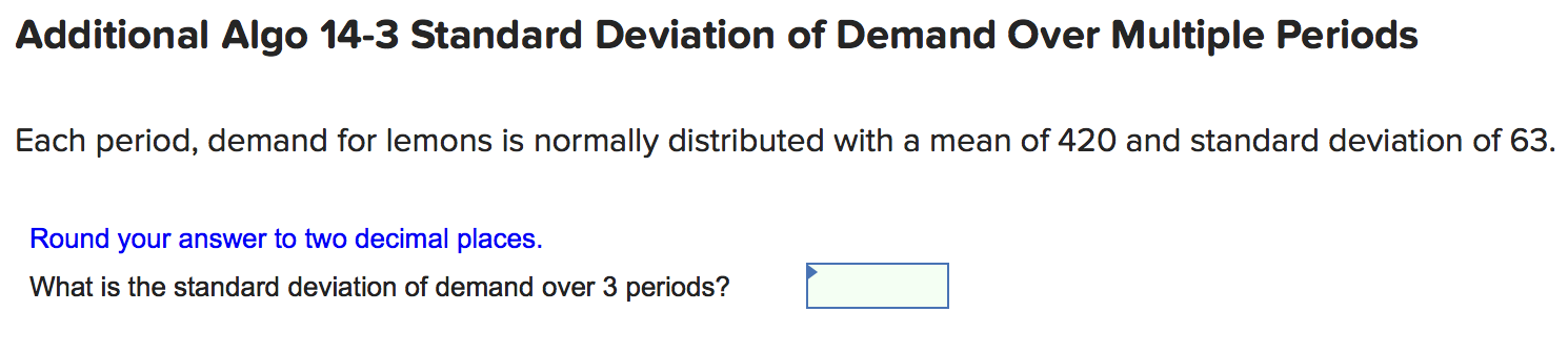 Solved Additional Algo 14-3 Standard Deviation of Demand | Chegg.com
