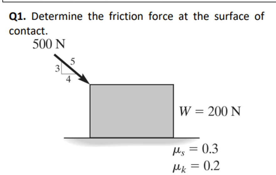 Solved Q1. ﻿Determine the friction force at the surface of | Chegg.com