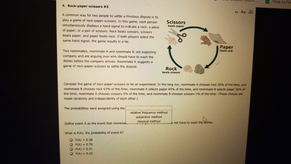 Solved 9 How to Fix 4, Rock-paper-scissors #3 A common way | Chegg.com