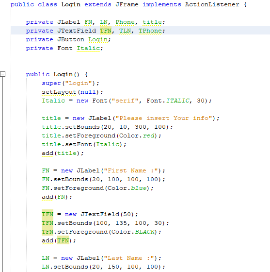 Solved public class Login extends JFrame implements | Chegg.com