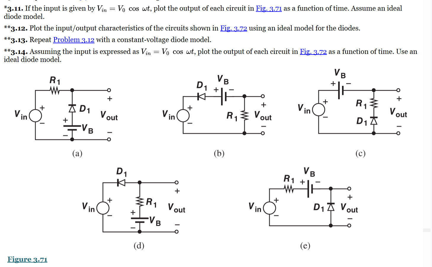 Solved ∗ 3.11. If the input is given by Vin=V0cosωt, plot | Chegg.com Solved ∗ 3.11. If the input is given by Vin=V0cosωt, plot | Chegg.com