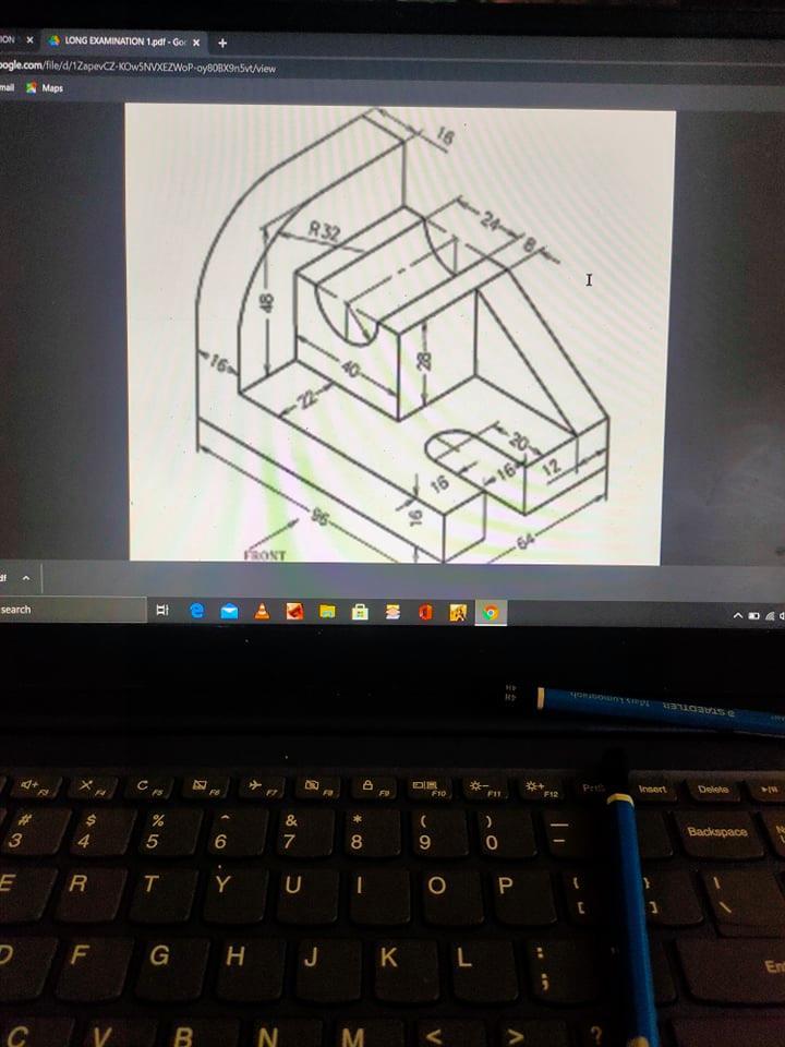 Solved How to draw the front, side, and top view of this | Chegg.com