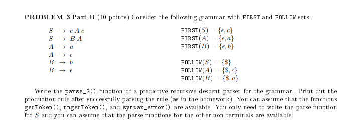 Solved PROBLEM 3 Part B (10 points) Consider the following | Chegg.com