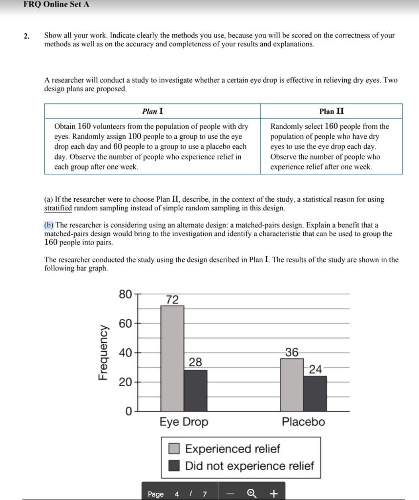Solved FRQ Online Set A 2. Show all your work. Indicate | Chegg.com