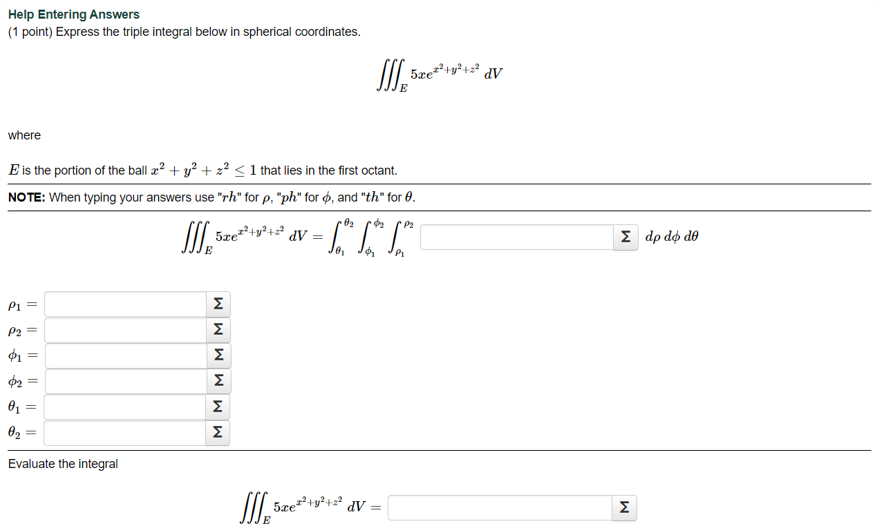 Solved Help Entering Answers(1 ﻿point) ﻿Express the triple | Chegg.com