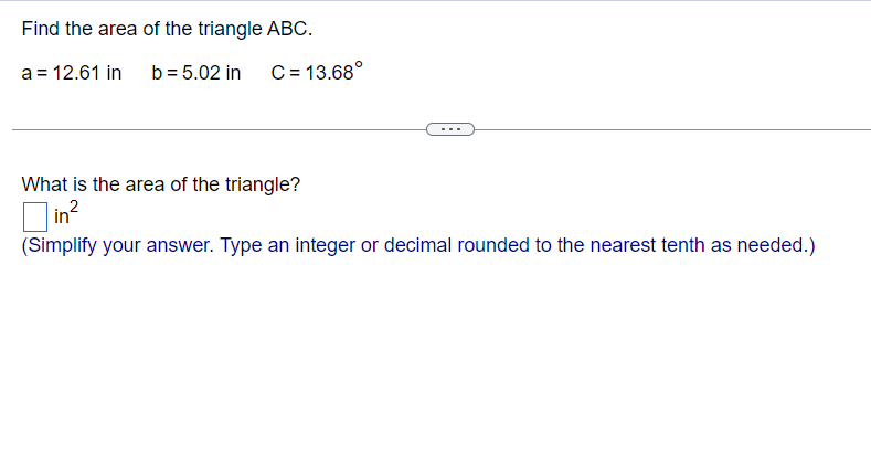 Solved Find the area of the triangle | Chegg.com