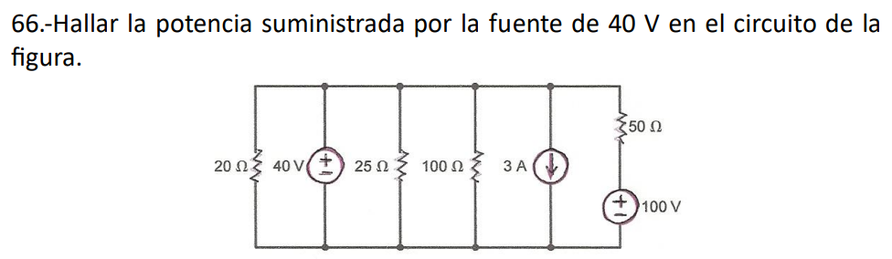 Solved 66.-Hallar la potencia suministrada por la fuente de | Chegg.com