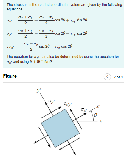 Solved The Stresses In The Rotated Coordinate System Are