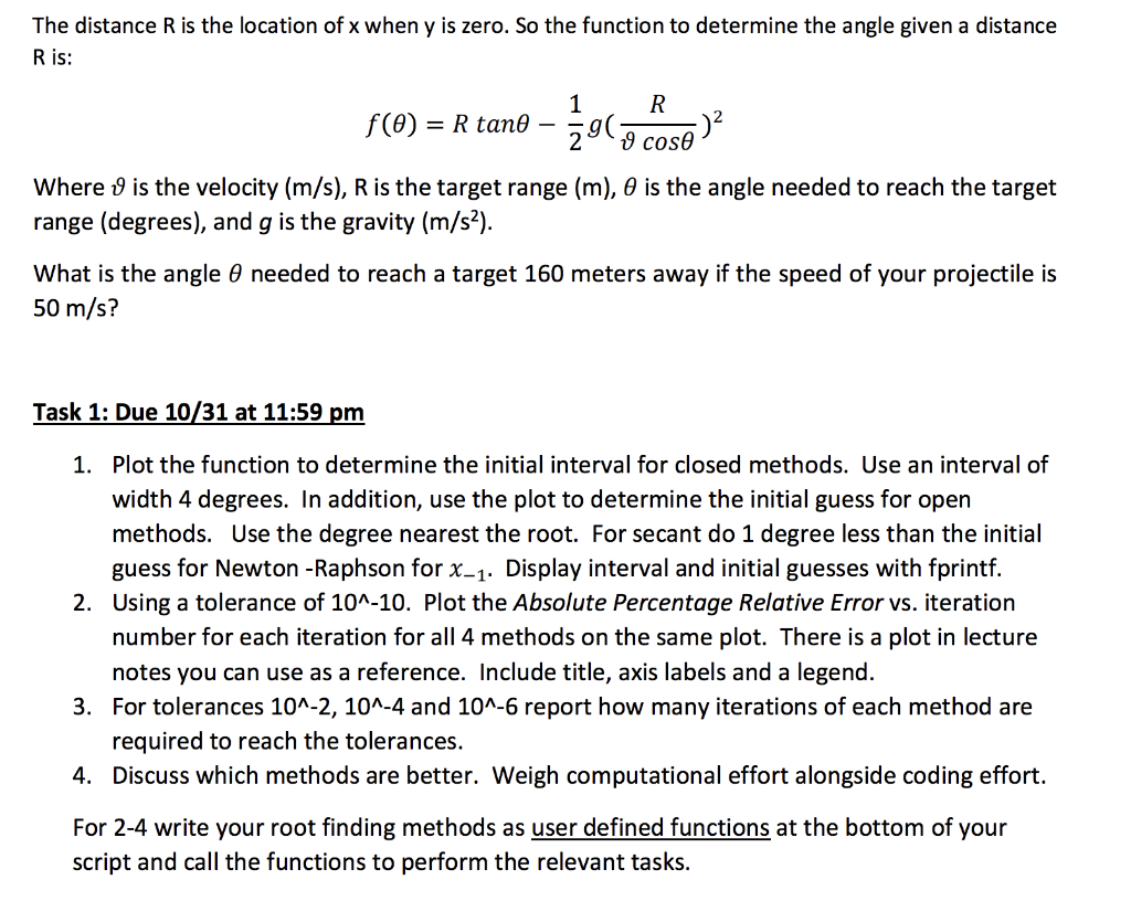 The distance R is the location of x when y is zero. | Chegg.com
