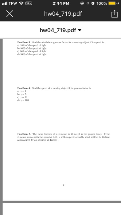 Solved Solve using Einstein’s Special Theory of Relativity. | Chegg.com