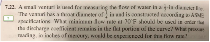 Solved 22. A small venturi is used for measuring the flow of | Chegg.com