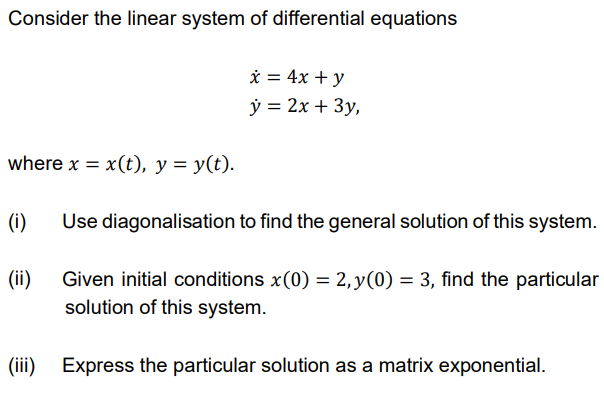 Solved Consider the linear system of differential equations | Chegg.com
