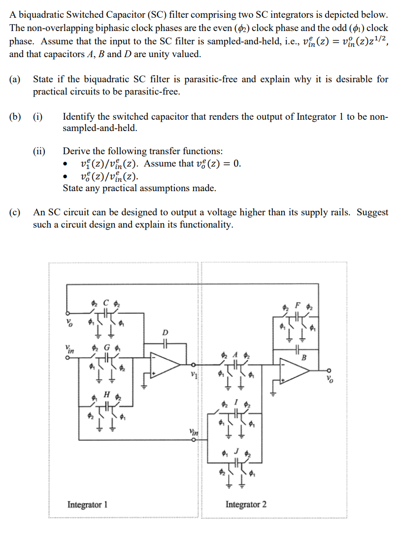 Solved A biquadratic Switched Capacitor (SC) filter | Chegg.com
