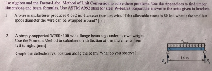 Solved Use algebra and the Factor-Label Method of Unit | Chegg.com